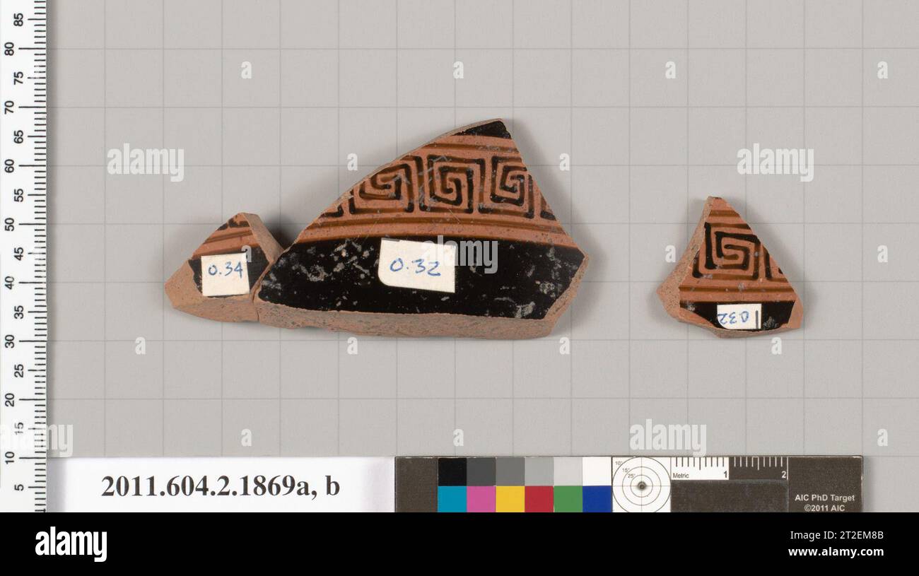 Terracotta fragments of skyphoi (deep drinking cups) Greek, Attic 470 ...