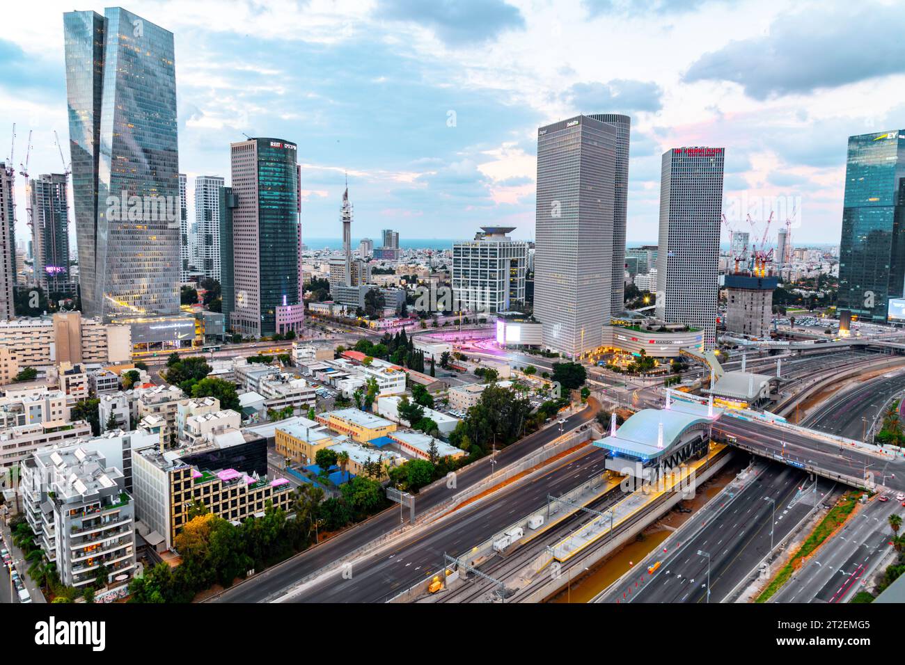 Tel Aviv, Israel - October 14, 2023 - Aerial view of the buildings and ...