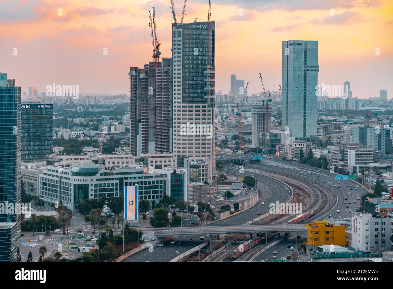 Tel Aviv, Israel - October 14, 2023 - Aerial view of the buildings and ...