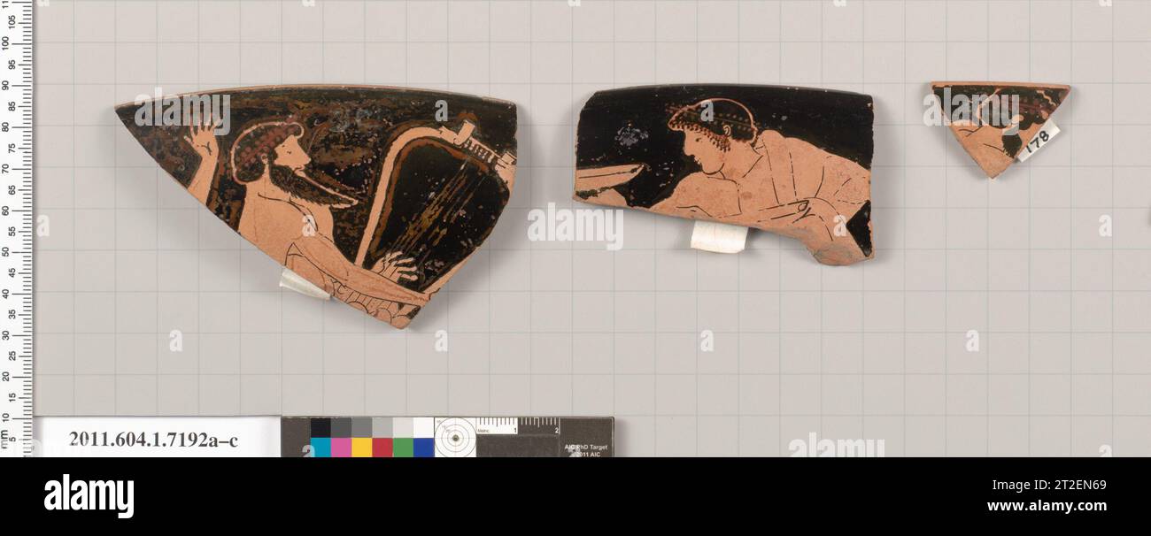 Terracotta rim fragments of a kylix (drinking cup) Attributed to Makron ...