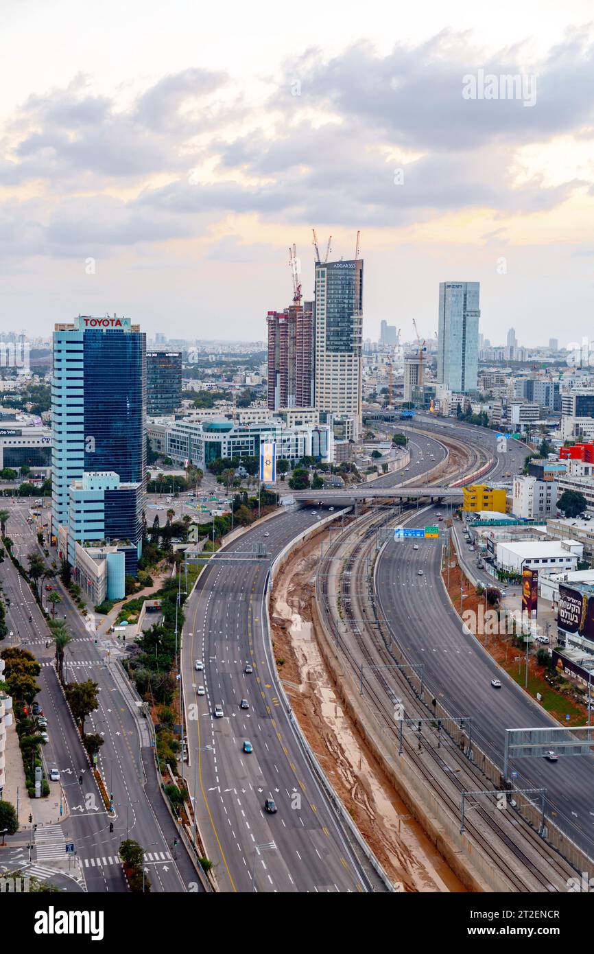 Tel Aviv, Israel - October 14, 2023 - Aerial view of the buildings and ...