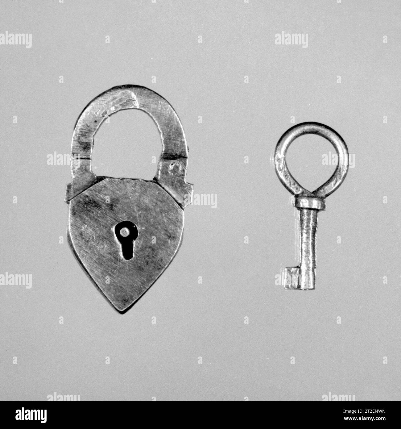 Padlock with key European probably 19th century Stock Photo - Alamy