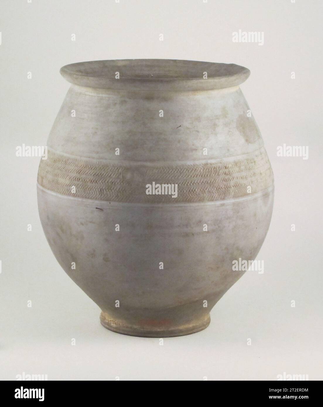 Jar Gray wide-mouthed jar with five furrowed lines on shoulder. View ...