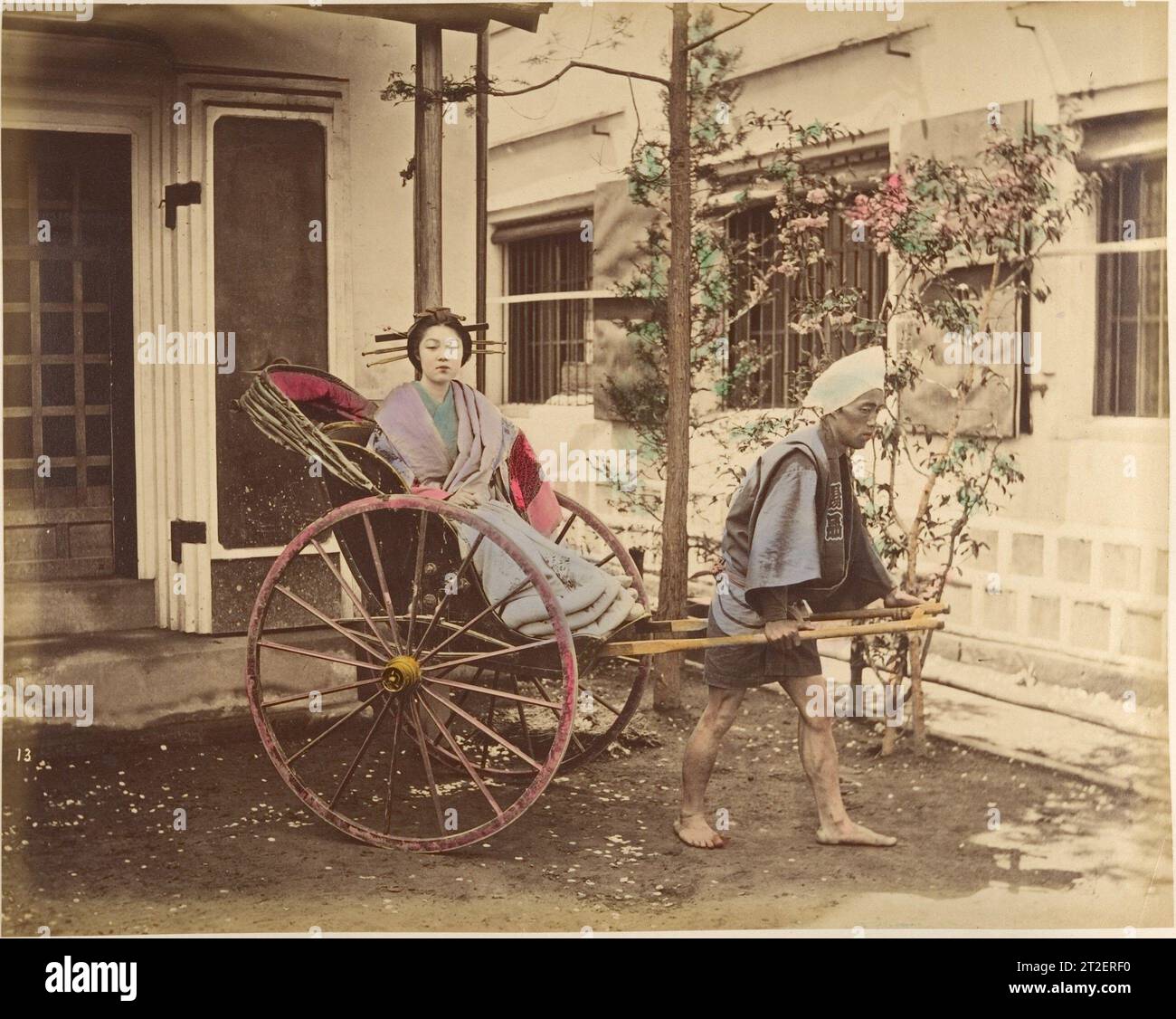 [Japanese Woman in Carriage] Suzuki Shin'ichi Japanese 1870s Stock Photo - Alamy