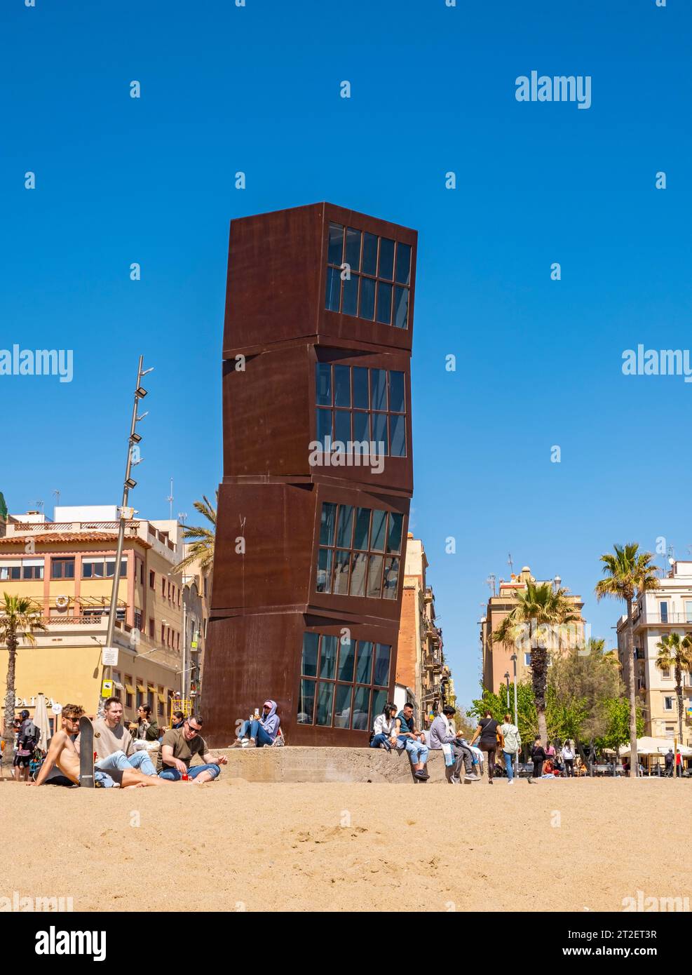Cubes artwork barcelona beach hi-res stock photography and images - Alamy
