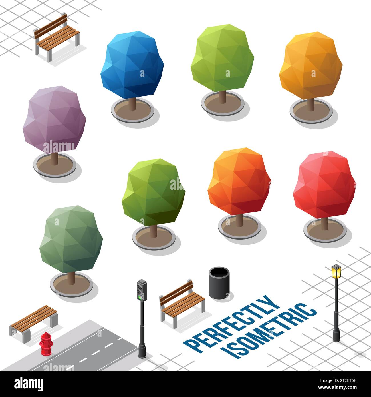 Isometric Trees Set 1 isolated on a White Background Stock Vector Image ...