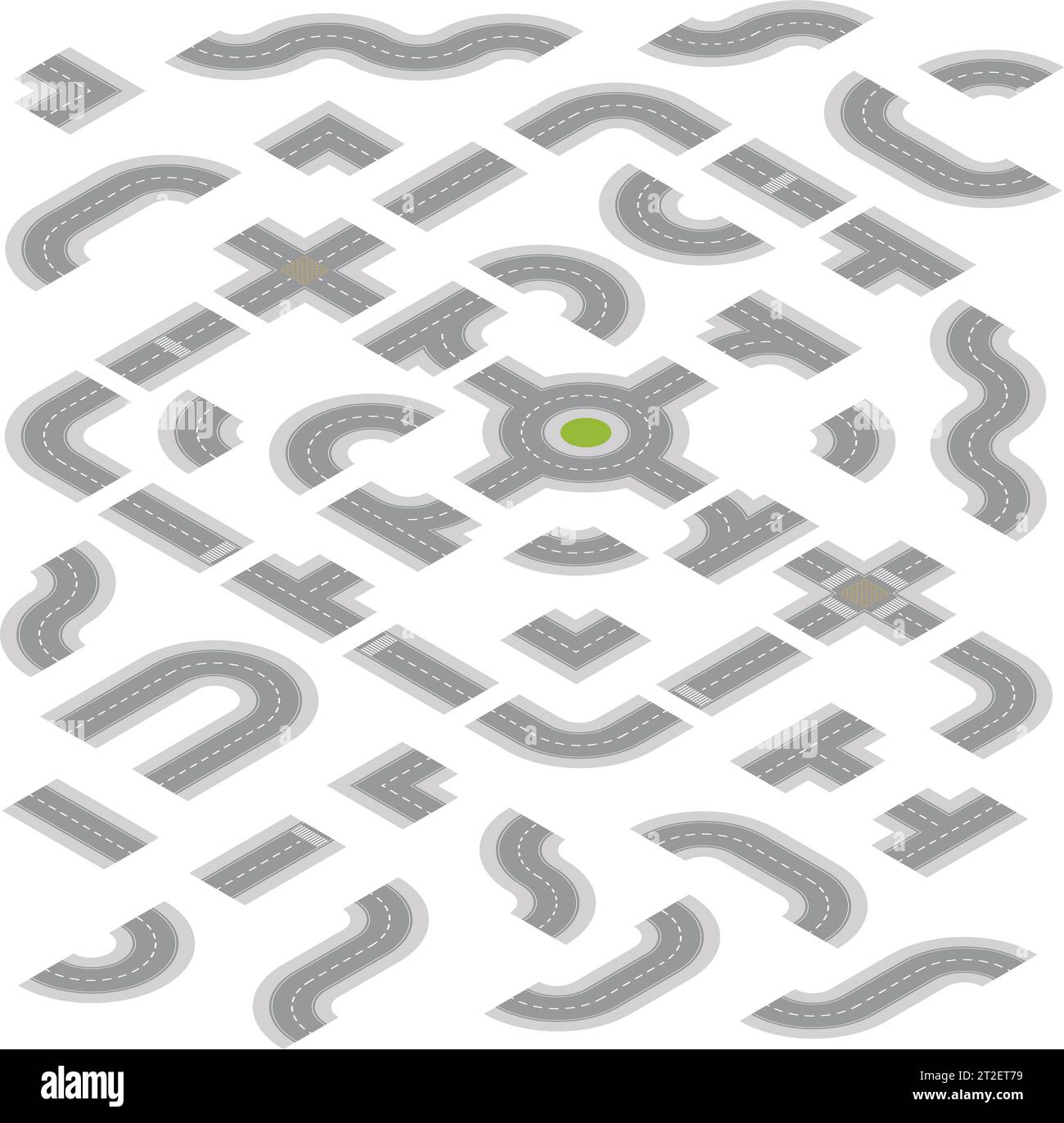 Isometric Light Grey Road Building Kit isolated on a White Background ...