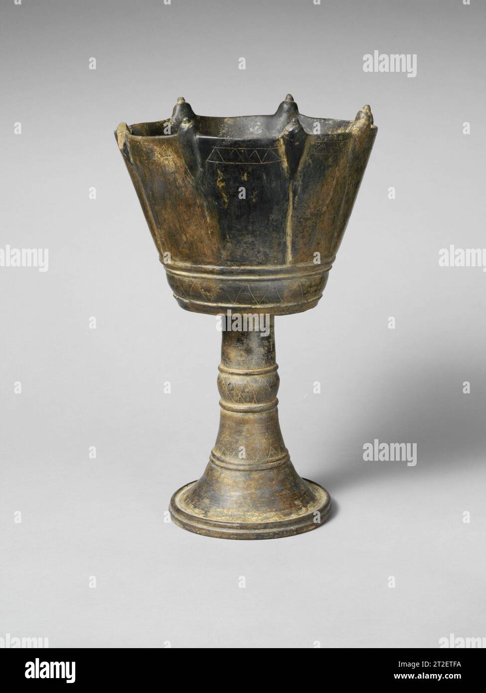 Terracotta chalice Etruscan ca. 550 BCE Goblet-shaped vase with incised ...