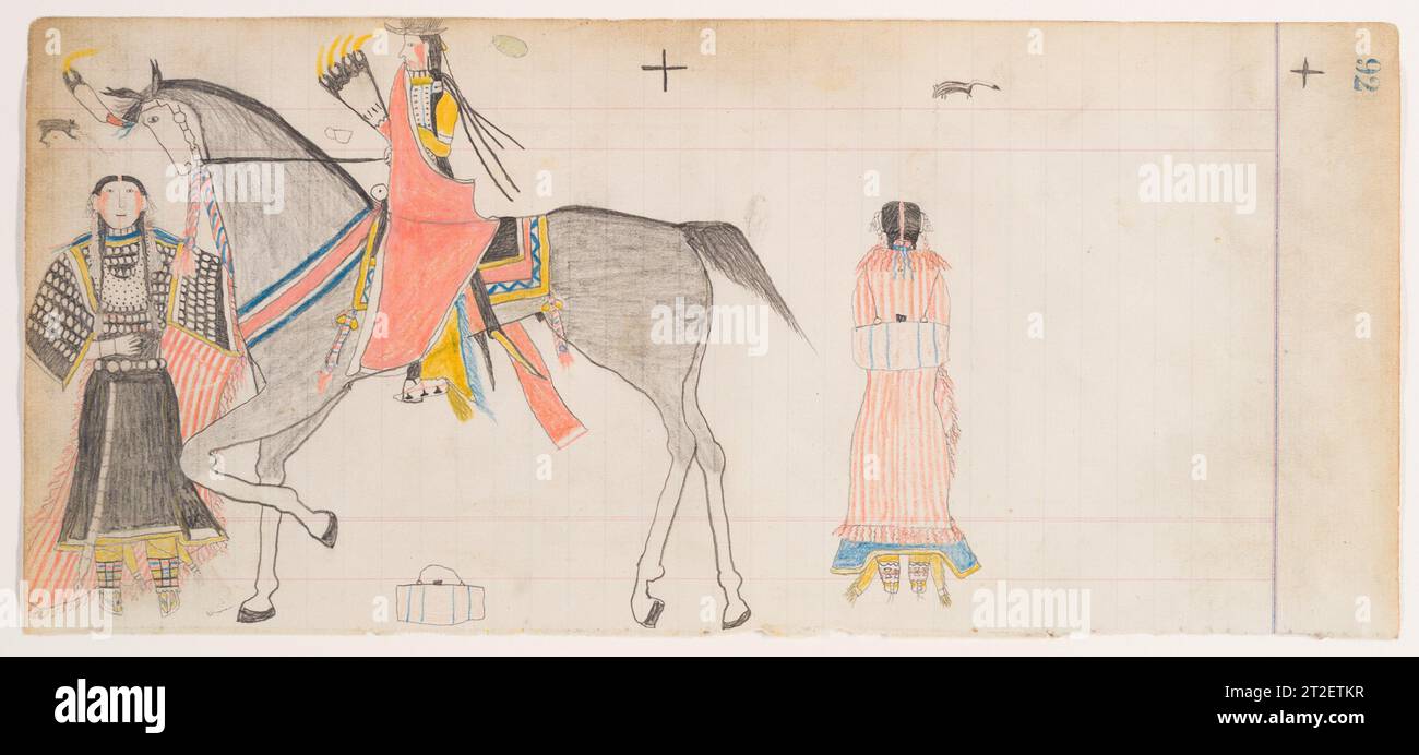 Man and Two Women (Henderson Ledger Artist B) Frank Henderson Native ...