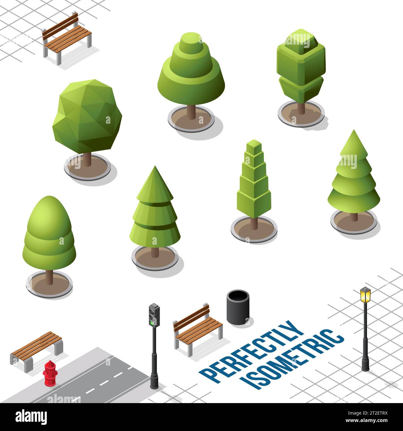 Isometric Trees Set 23 isolated on a White Background Stock Vector Image & Art - Alamy