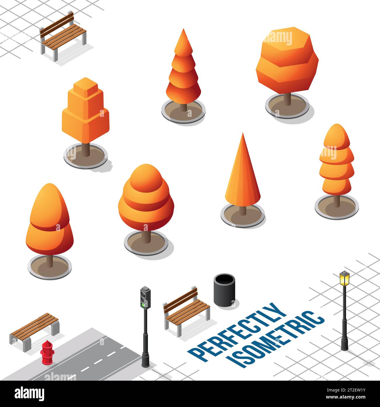 Isometric Trees Set 43 isolated on a White Background Stock Vector ...