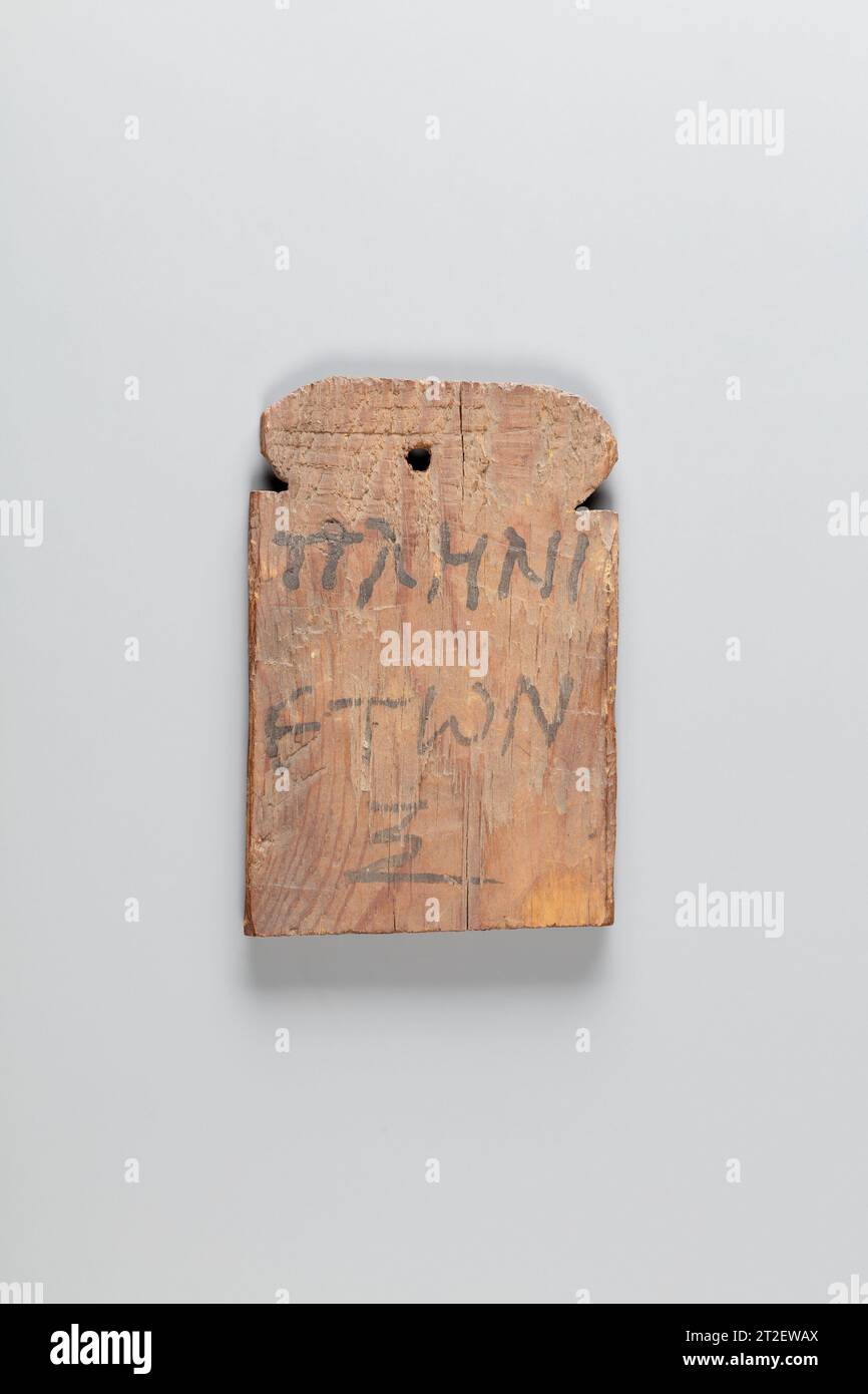 Mummy label of Pleni, age 60 Roman Period A.D. 3rd century ? View more ...