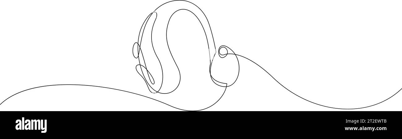 Hearing aid continuous one line drawing. Hearing device single line ...