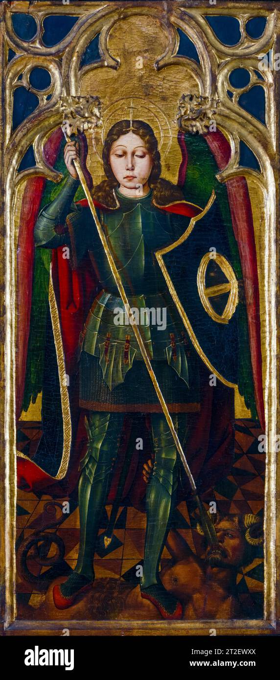 The Archangel Michael, painting in oil and gold on panel by Juan ...
