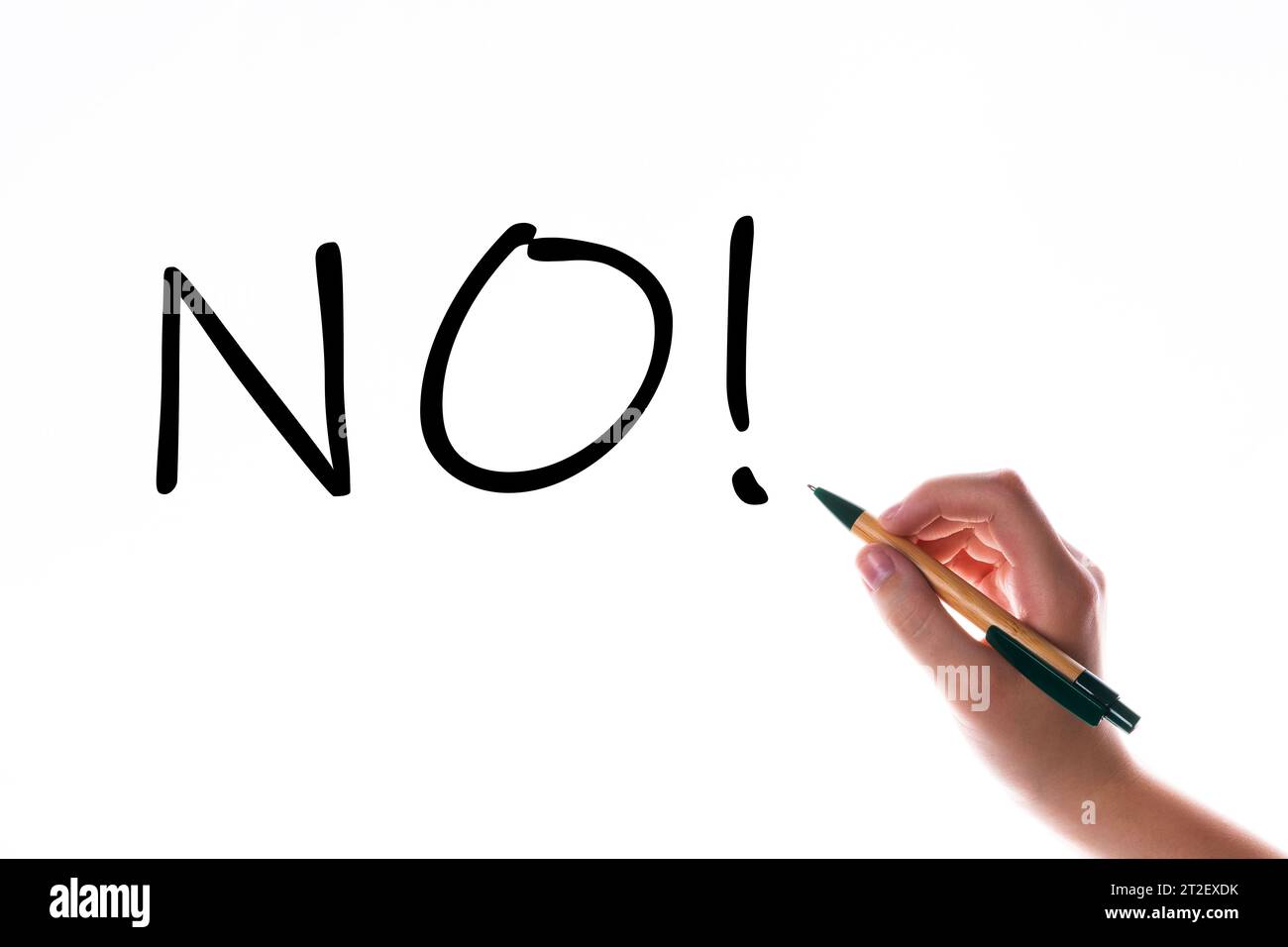 Children hand with pen write on an blue white background. Writing hand ...