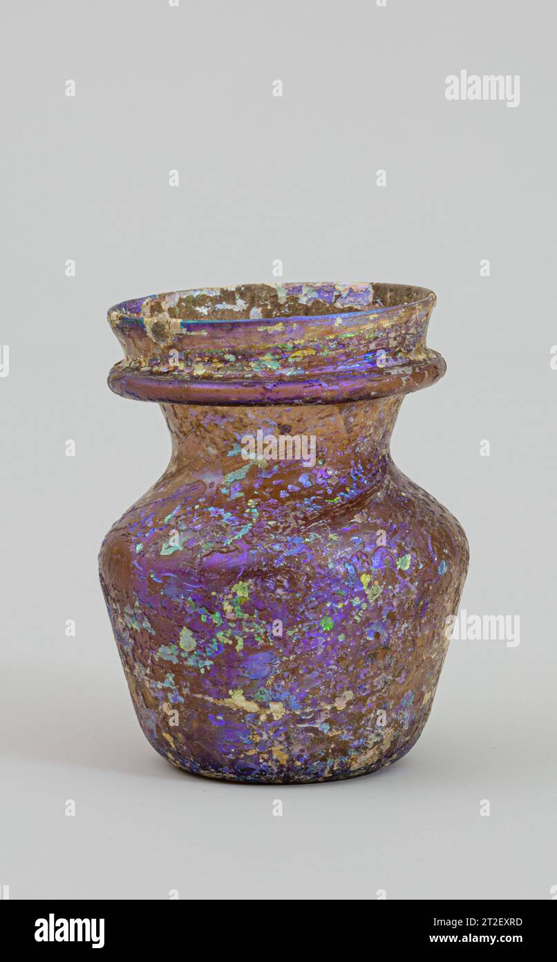 Glass jar Roman 4th–5th century CE Translucent pale yellow, streaked ...