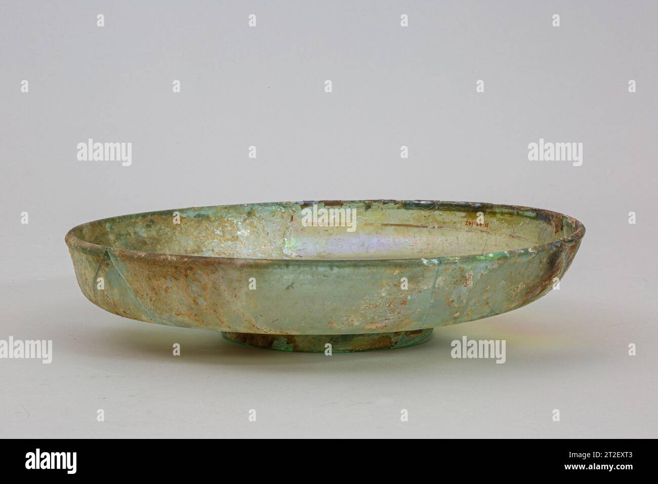 Glass dish Roman 3rd–4th century CE Translucent blue green.Rounded ...