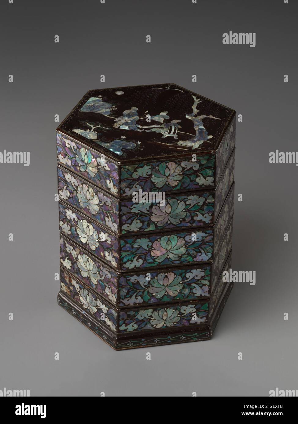 Set of hexagonal stacked boxes Japan (Ry?ky? Islands) 18th century View ...