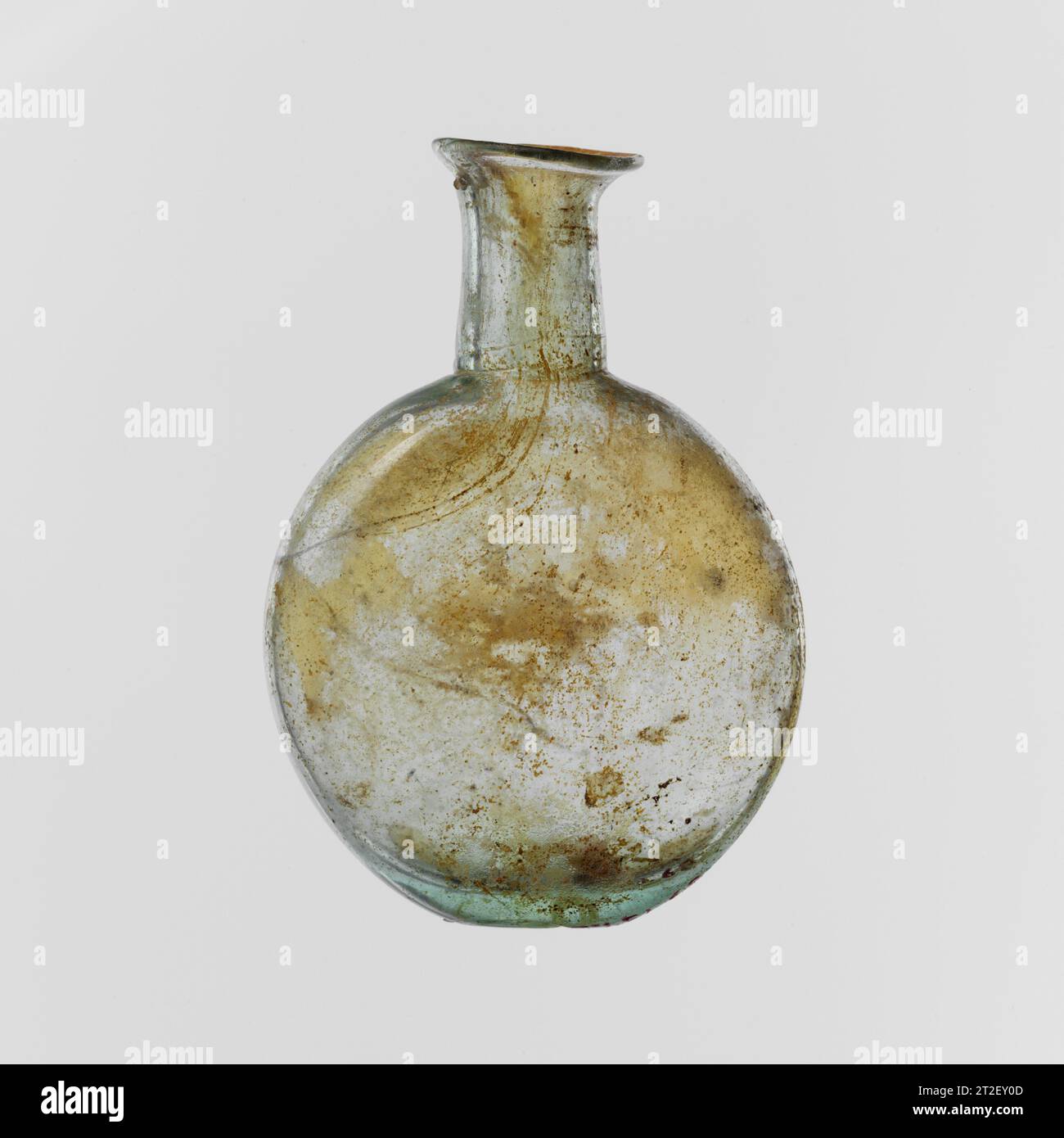 Glass lentoid bottle Roman 2nd–3rd century CE Translucent pale blue ...