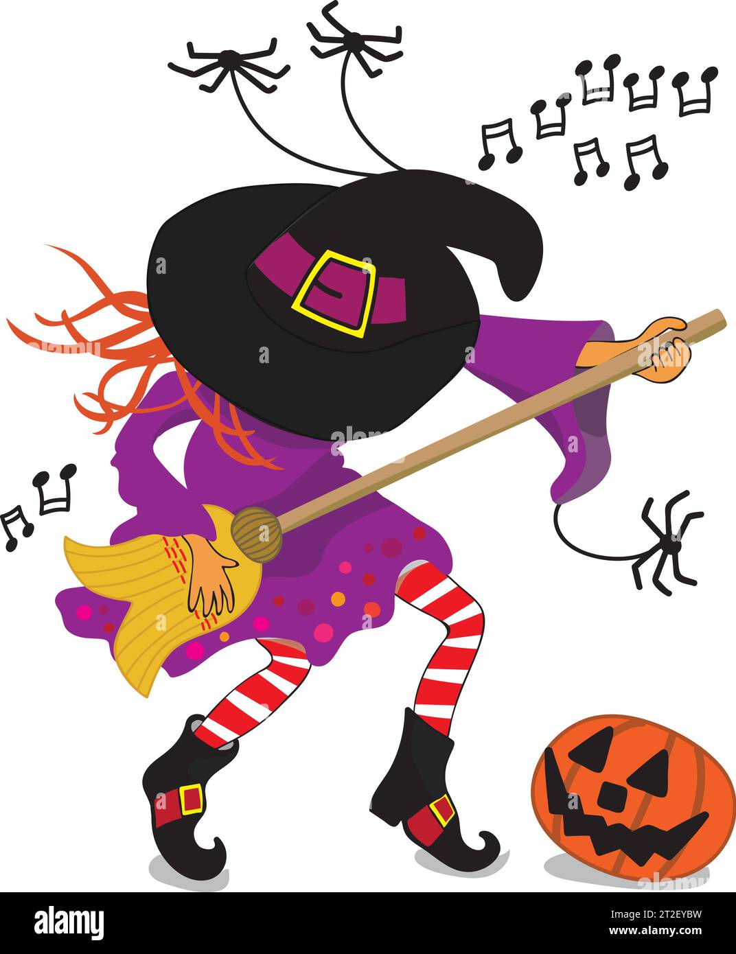 Halloween Witch Playing a Guitar (her Broom Stock Vector Image & Art ...