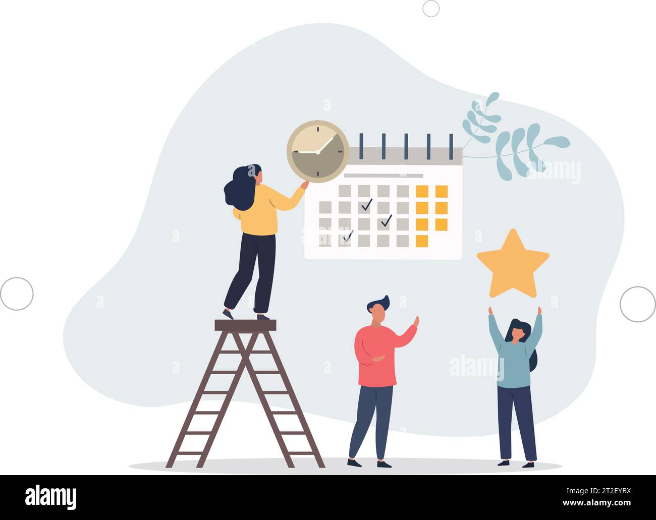 Time management.Cartoon tiny people schedule business tasks of month in ...