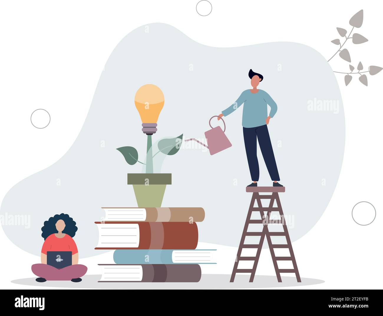 Creative business idea.research and development.grow light bulb.flat ...