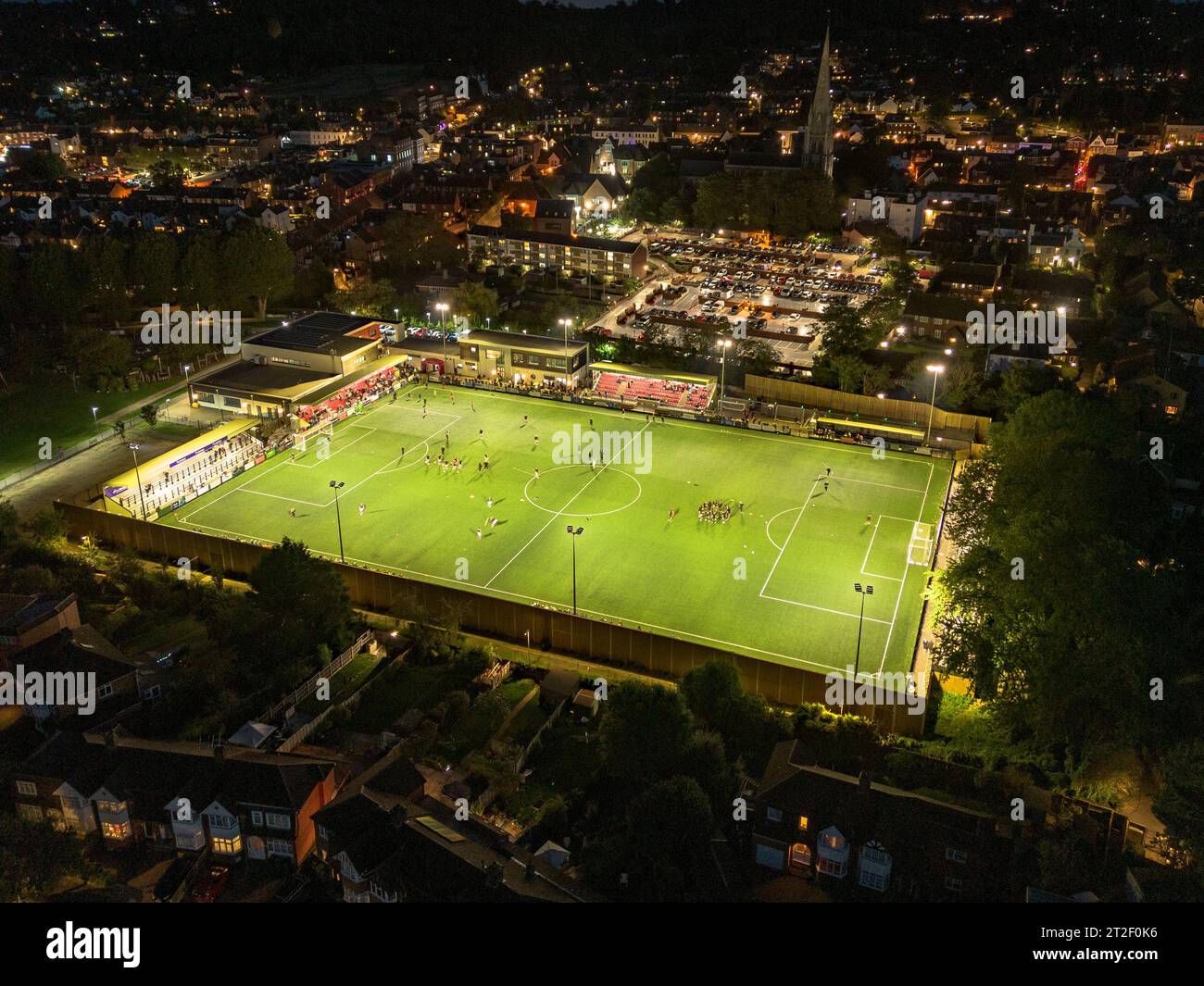 Dorking, Surrey, UK- October 2023: Aerial view of Dorking Wanderers ...