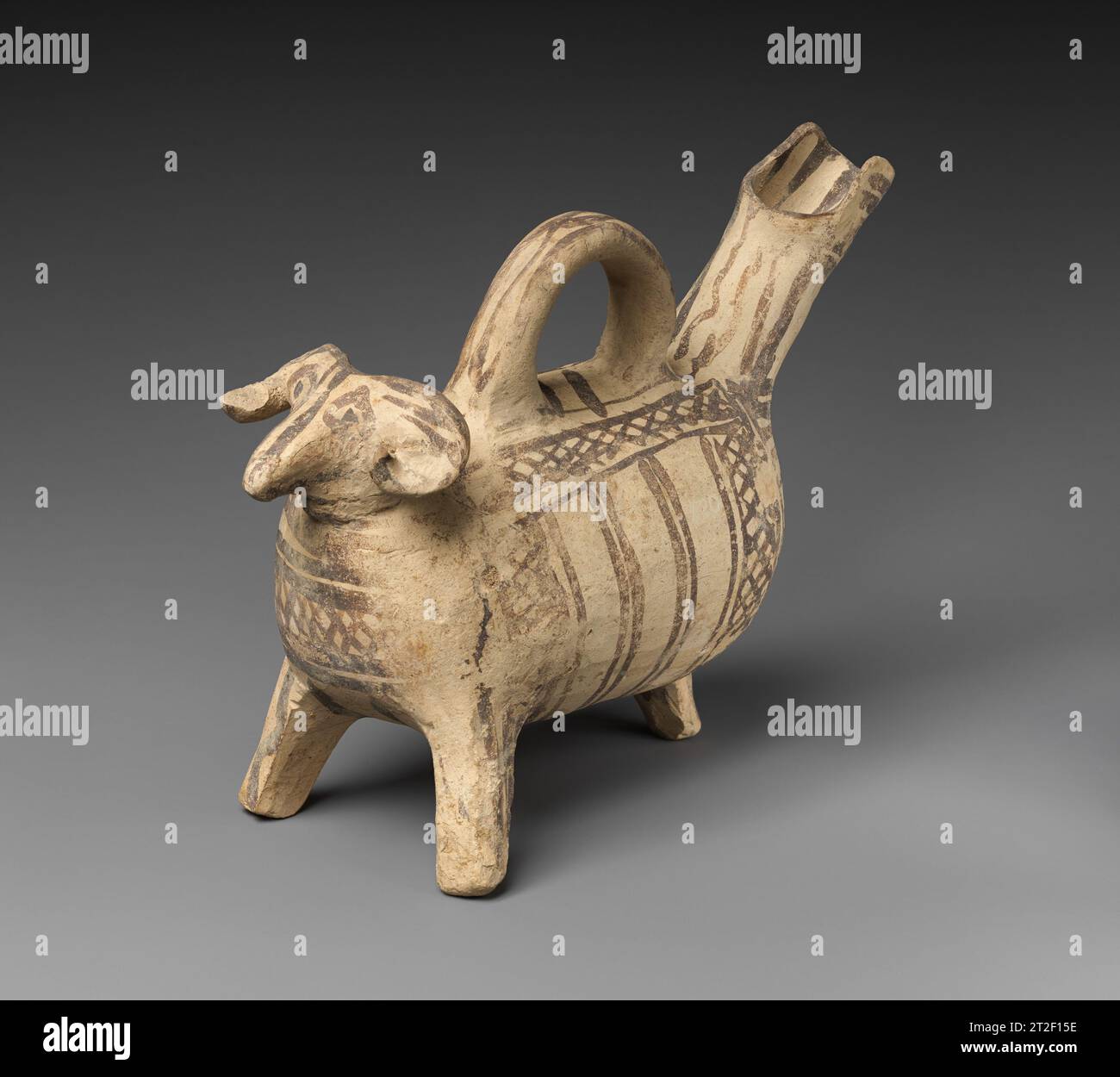 Terracotta askos (vessel) Cypriot ca. 1900–1600 BCE Three feet, spout ...