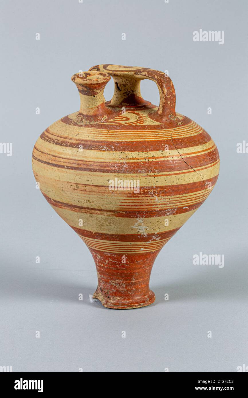 Terracotta stirrup jar Mycenaean ca. 1375–1300BCE Groups of broad and ...