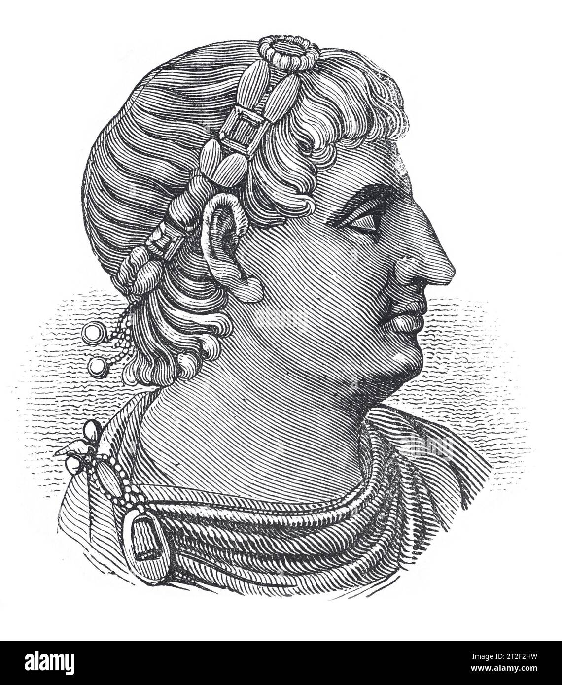 Roman Emperor Constantine the Great; Profile Portrait. Black and White ...