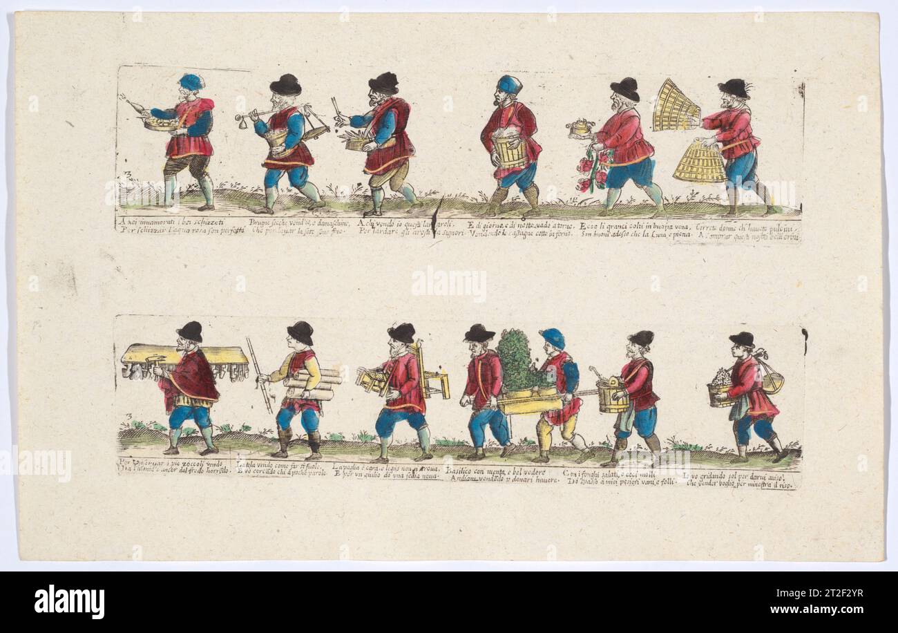 Plate 3 depicting the trades of Rome, here including vendors of flowers ...