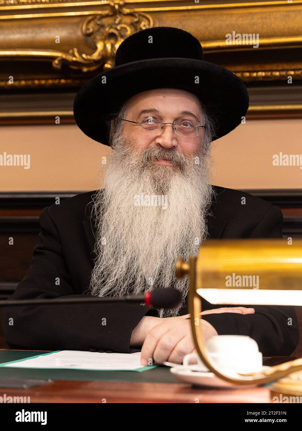 Rabbi Pinchas Padwa pictured during a meeting of the three biggest ...
