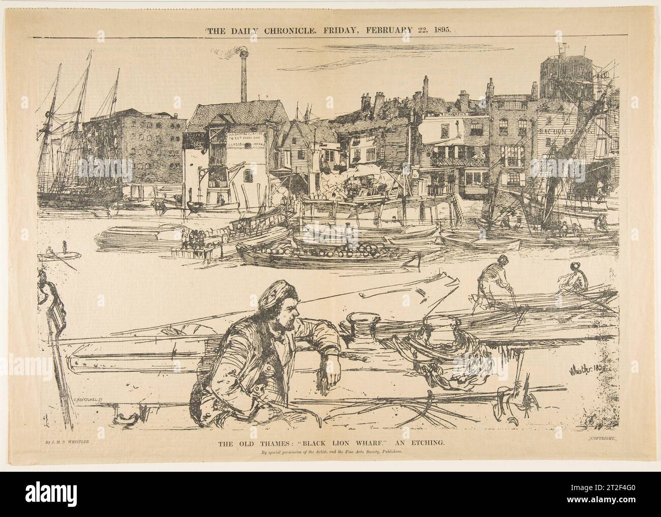 The Old Thames: "Black Lion Wharf," an Etching Engraved by Carl ...
