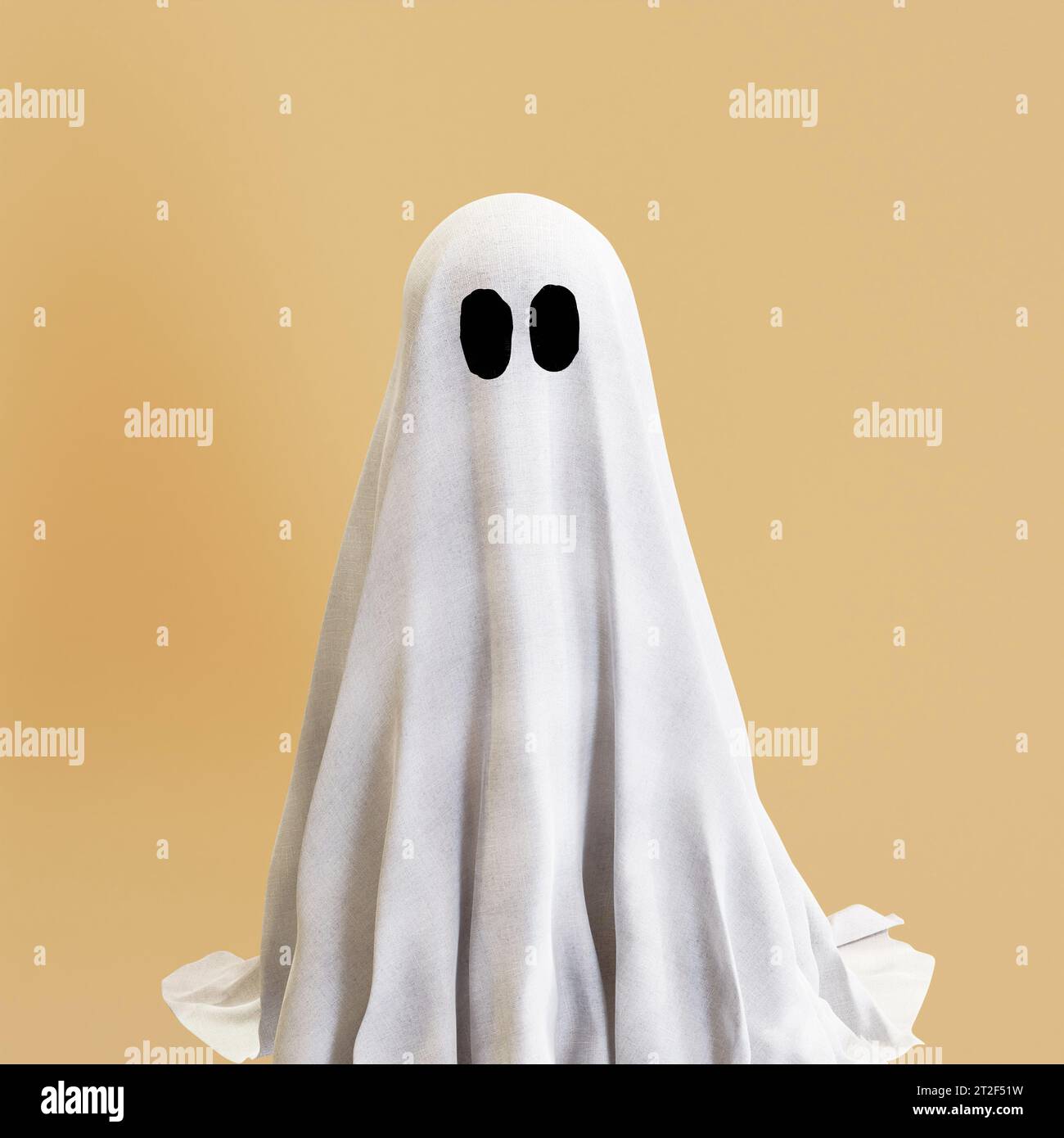 White halloween ghost with black eyes, spooky face, scary concept Stock ...