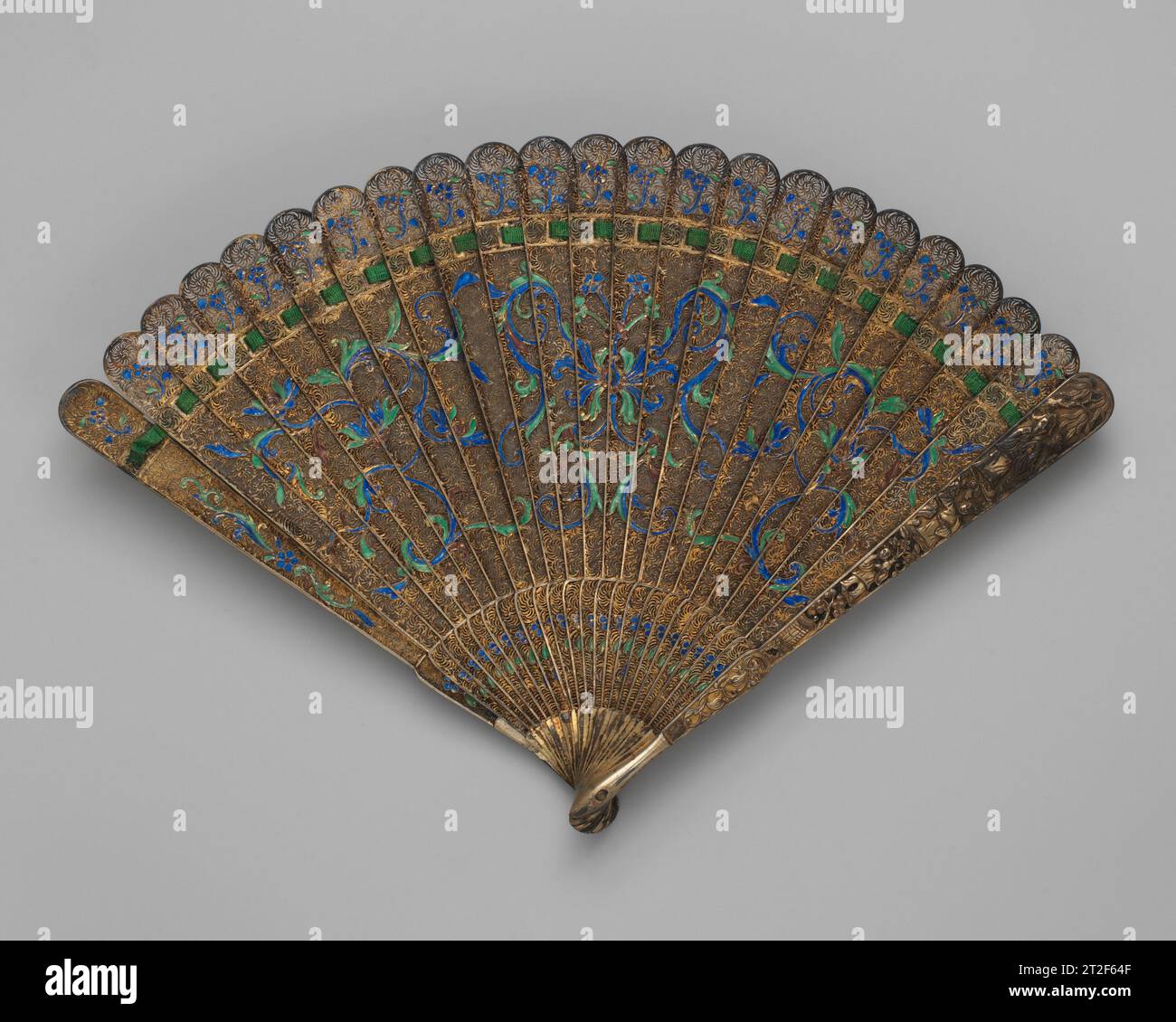 Brisé Fan, with scrolling decoration Chinese, for the European Market ...