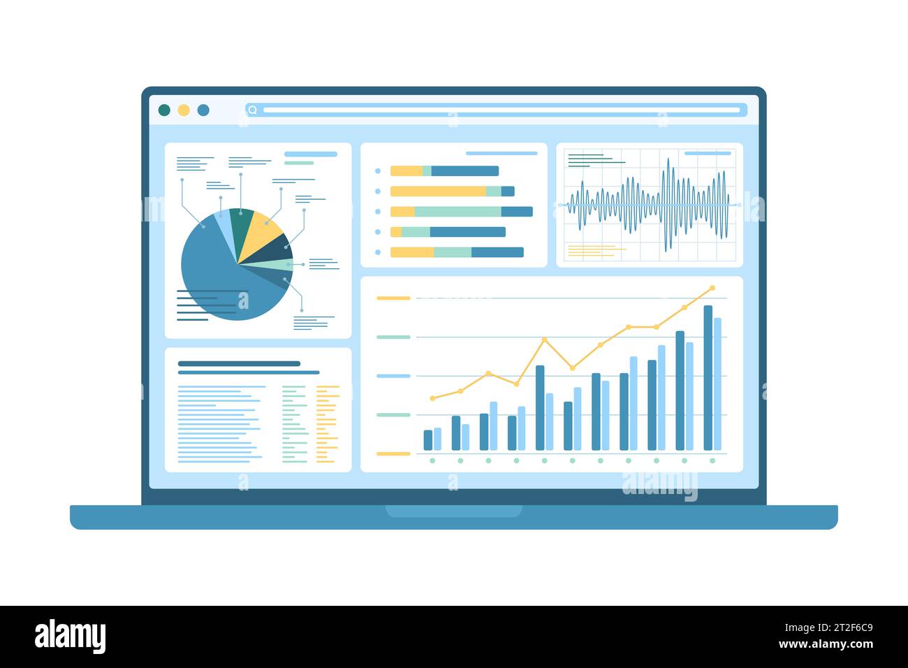 Business data analysis and monitoring vector illustration. Cartoon ...