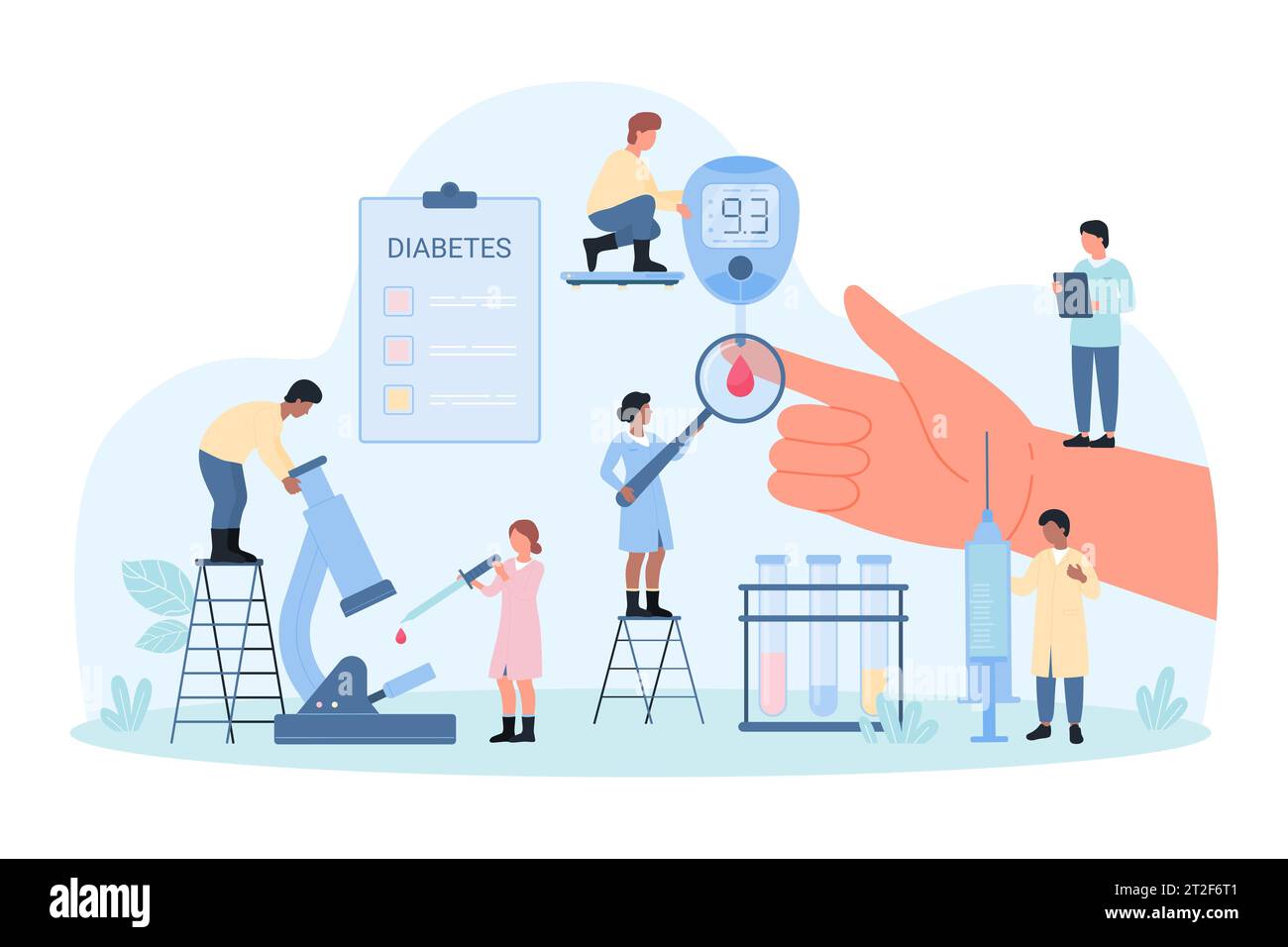 Care and medical control of diabetic disease vector illustration ...