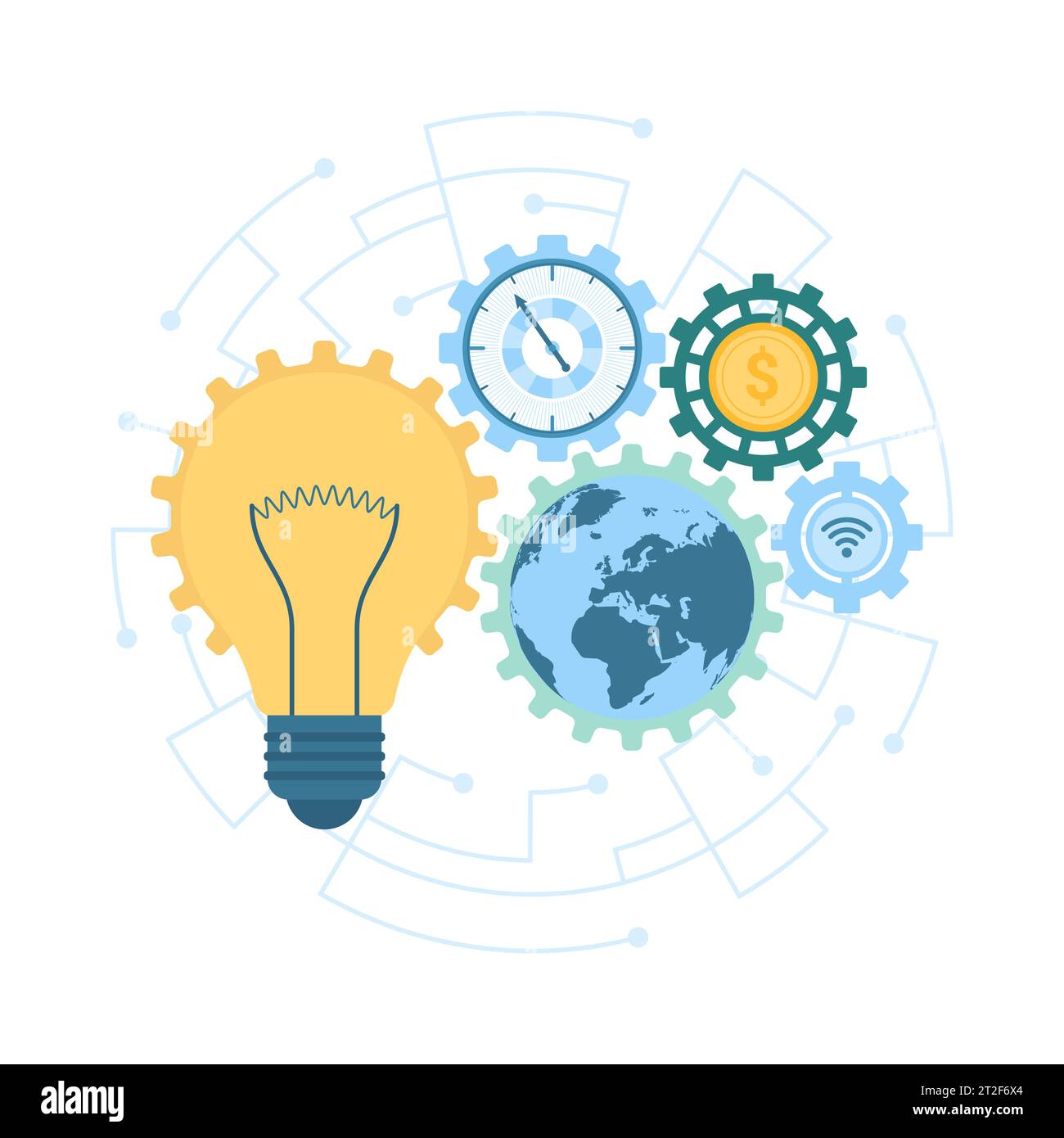 Digital creative solution, global innovation development process vector ...