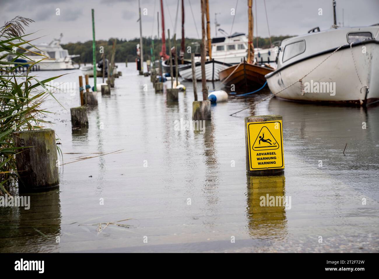 Increased water level at the harbor in Nysted on Lolland, Thursday 19 ...