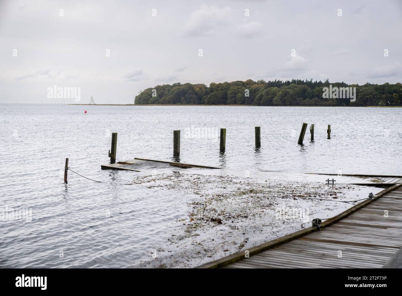 Increased water level at the harbor in Nysted on Lolland, Thursday 19 ...