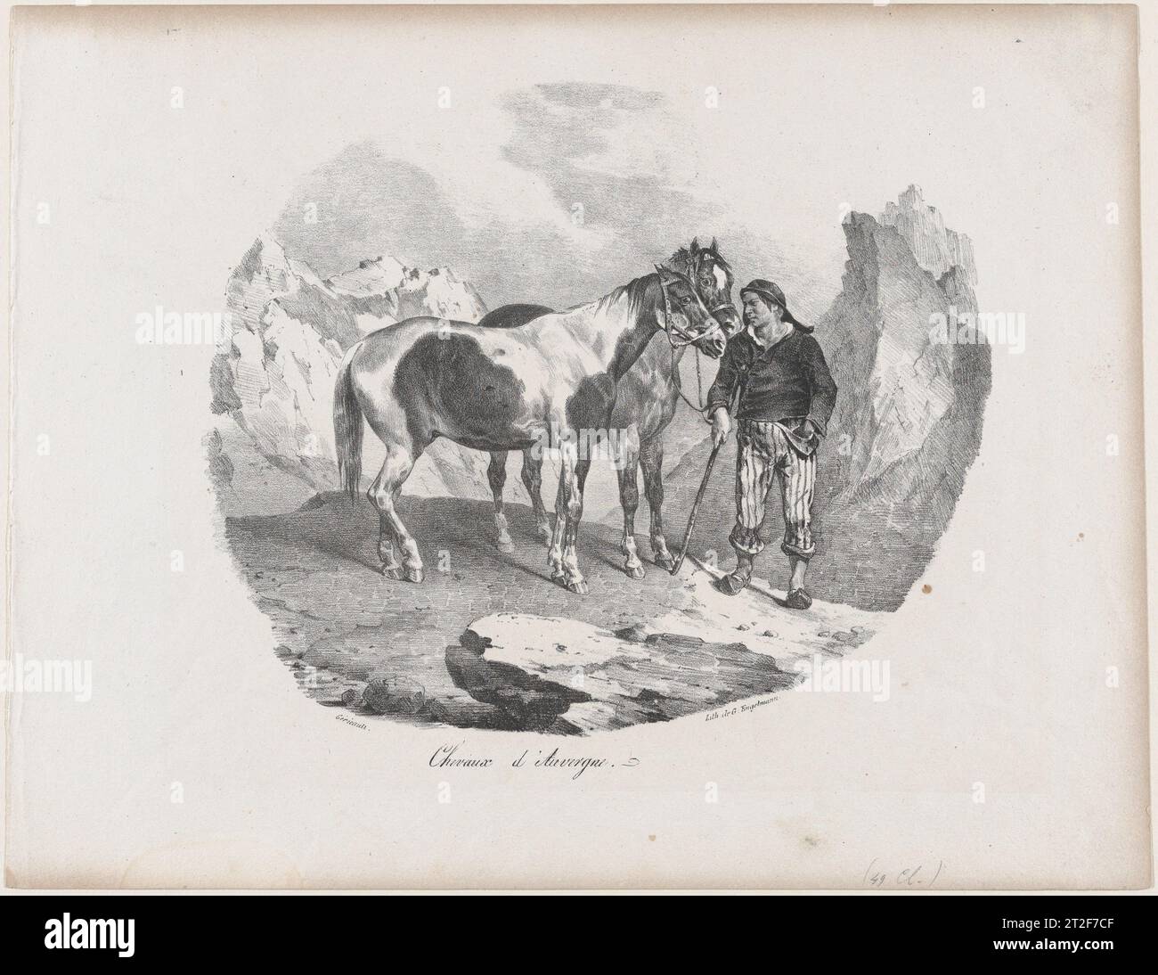 Horses of Auvergne Théodore Gericault French Printed by Godefroy ...