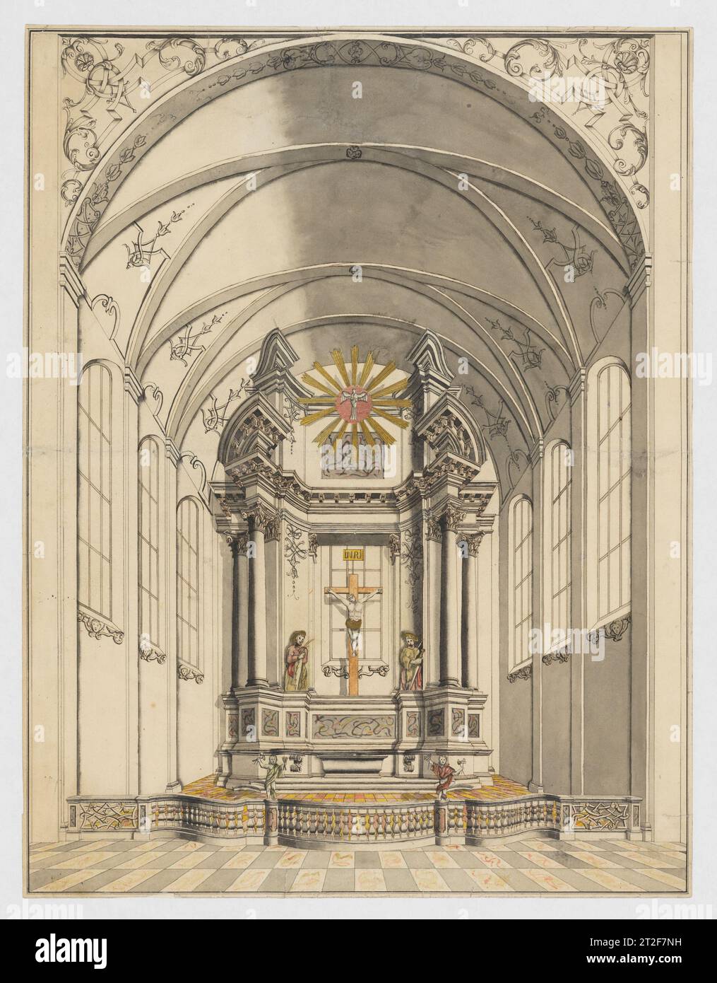 Presentation Drawing of a late Baroque Altar inside a Church Anonymous ...