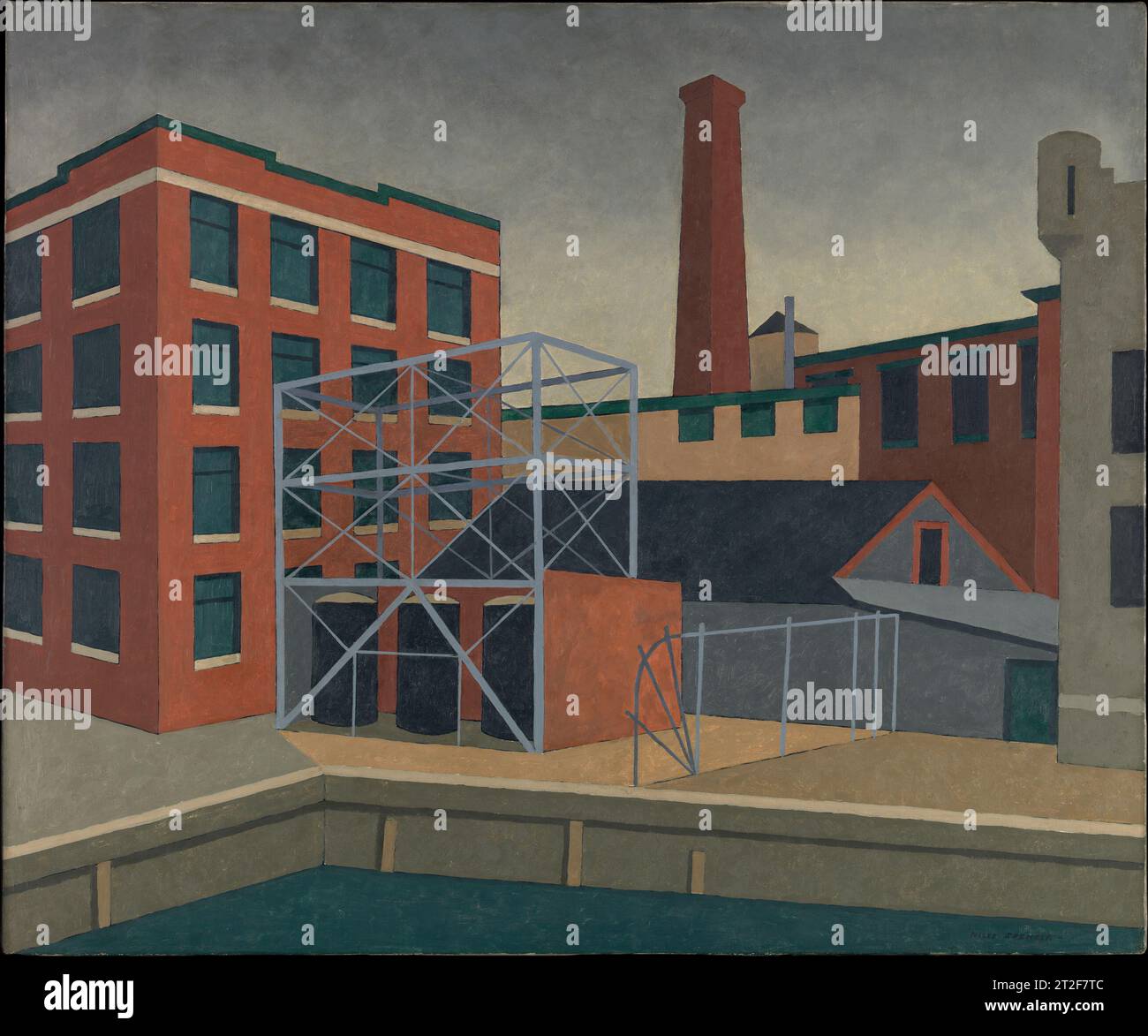 Waterfront Mill Niles Spencer American 1940 Depicting an industrial ...