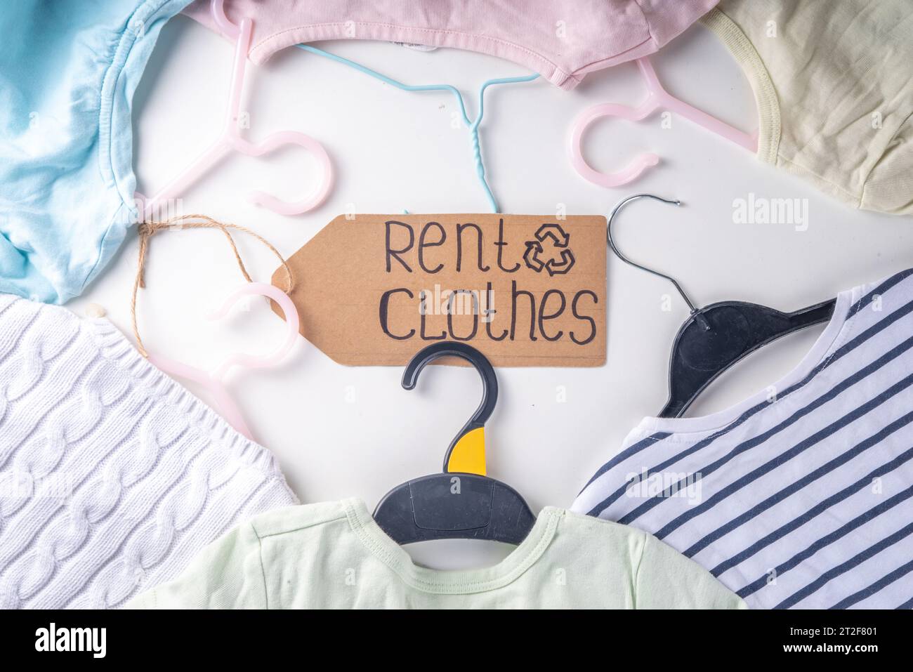 Clothing rental services background, with various woman, man, kids ...