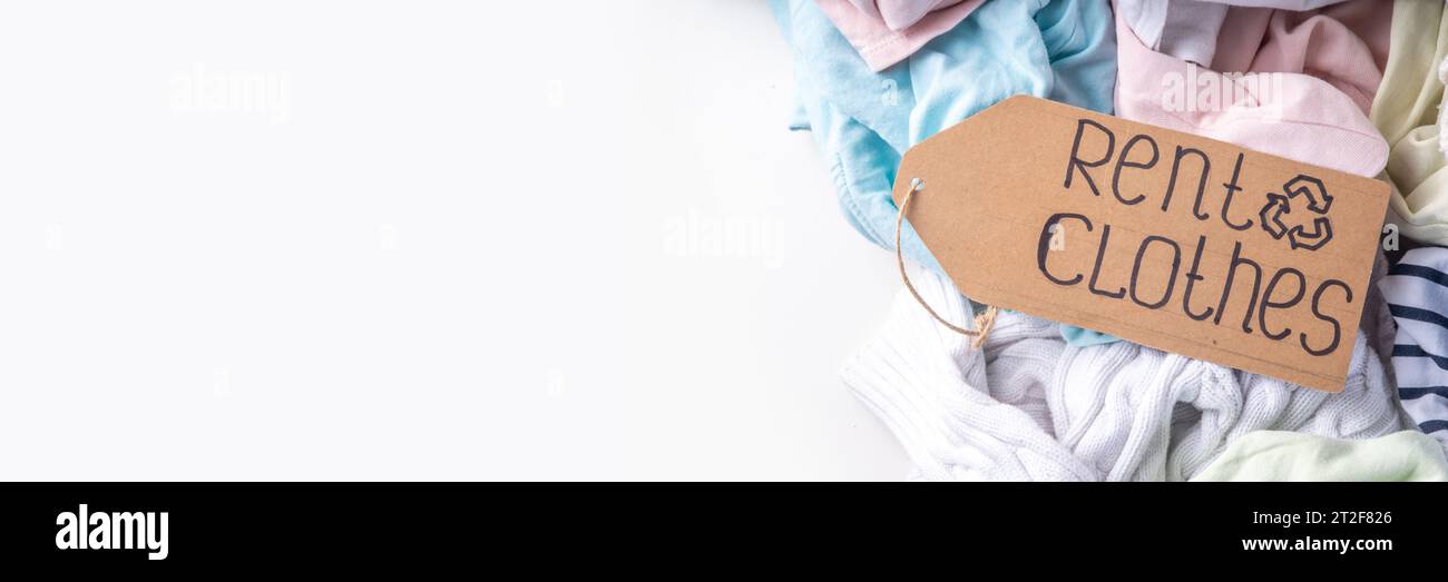 Clothing rental services background, with various woman, man, kids ...