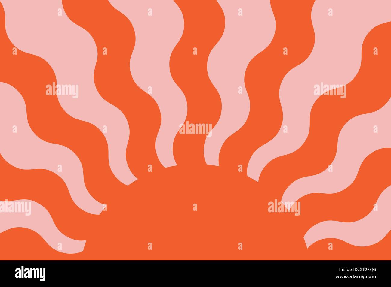 Abstract groovy background with bright wavy sunburst in retro style 60s ...