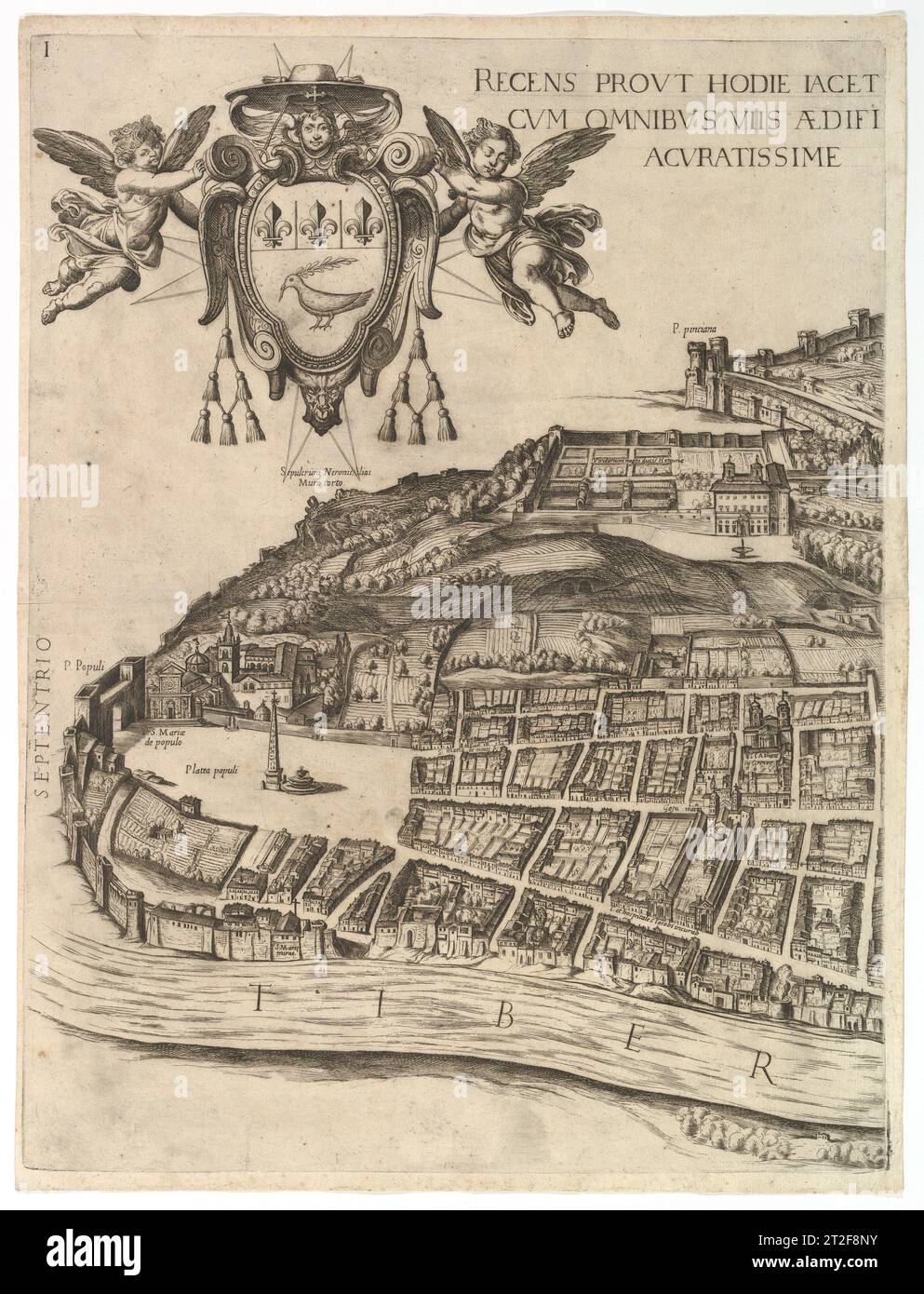 Plan of the City of Rome. Part 1 with the Villa Medici and Piazza del ...