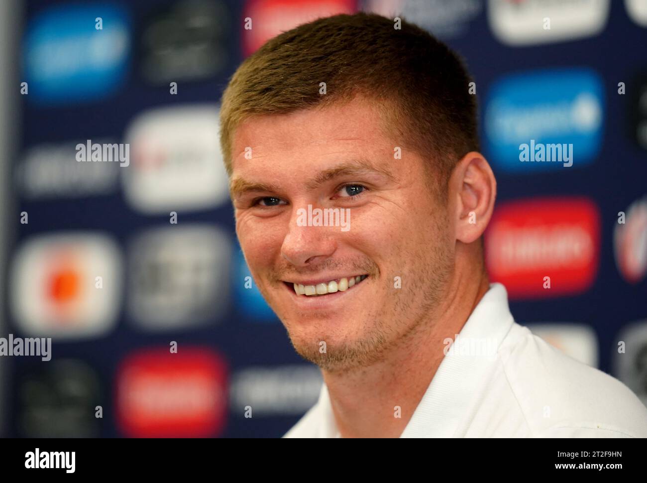 England captain Owen Farrell during a press conference at the INSEP in Paris, France. Picture ...