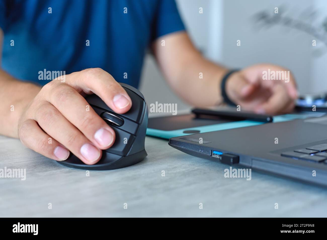 Designer using computer mouse and graphic tablet. Creative design and ...