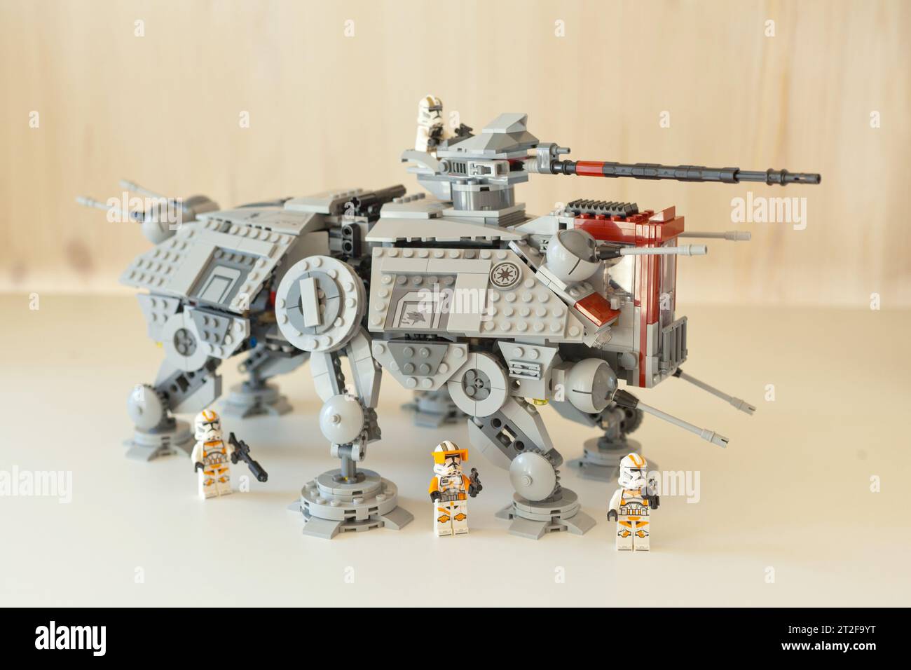 Tallinn, Estonia - June 26 2023: Lego Star Wars AT-TE walker with clone ...
